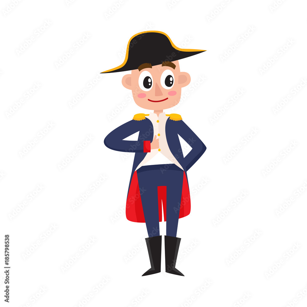 Napoleon Bonaparte, French historical figure, cute cartoon vector ...