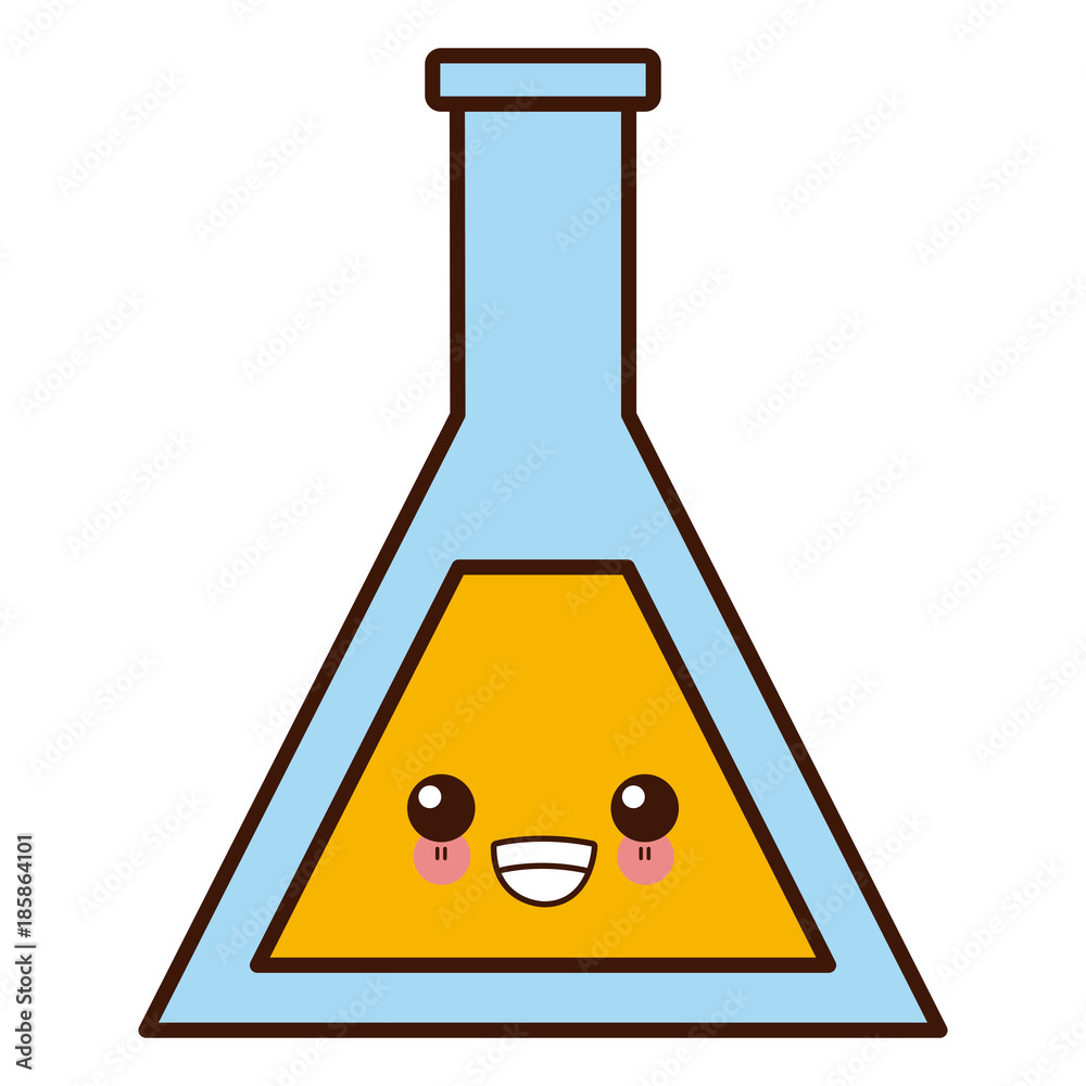 Laboratory flask symbol cute kawaii cartoon vector illustration Stock ...