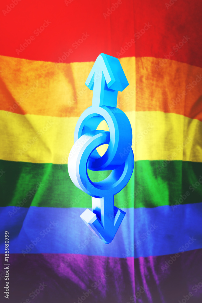 Ilustración de Stock Gender symbols with rainbow pride flag of LGBT ...
