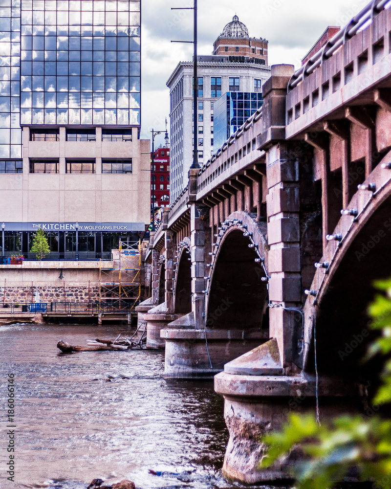 Grand Rapids Grand River Bridge Stock Photo | Adobe Stock