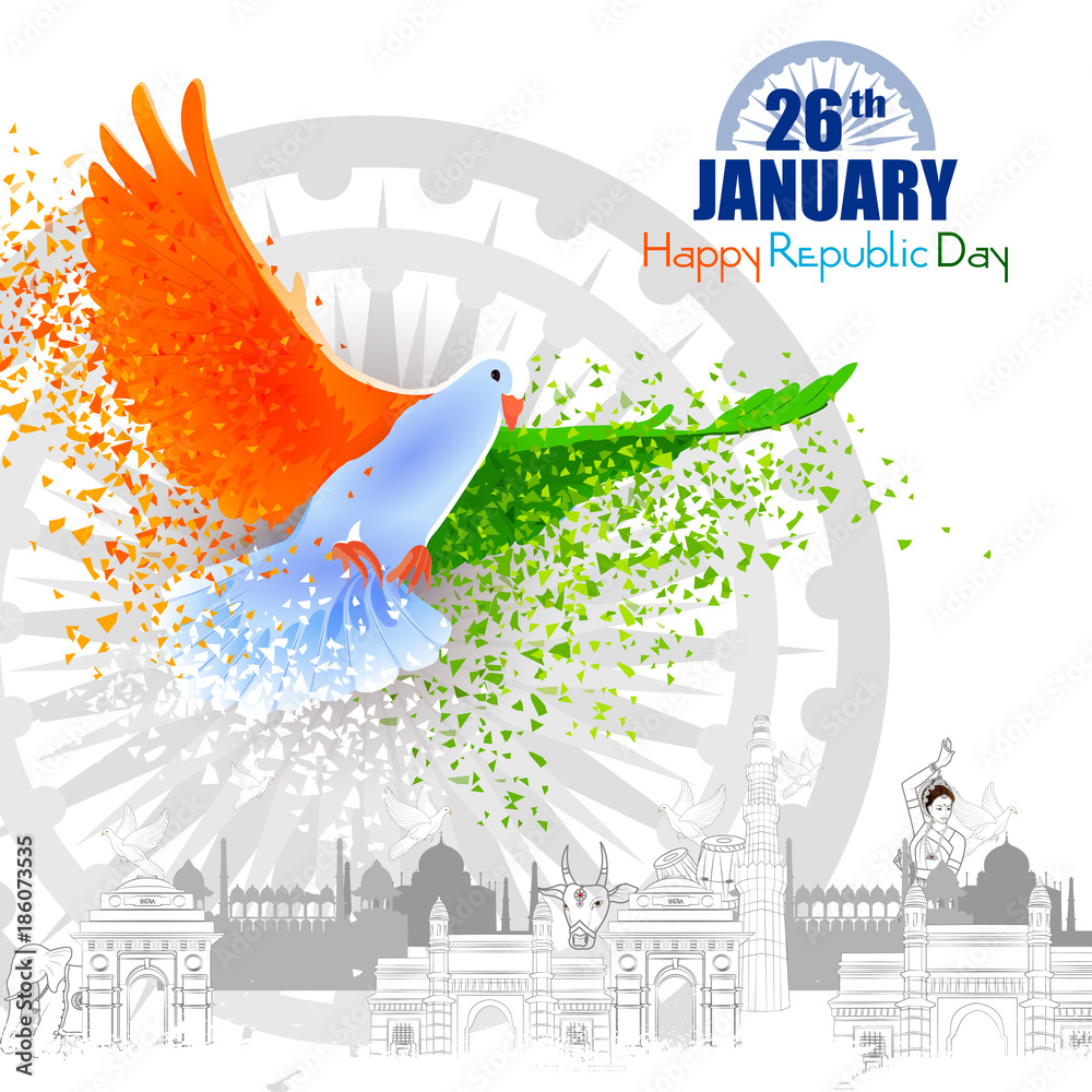 Monument and Landmark of India on Indian Republic Day celebration ...