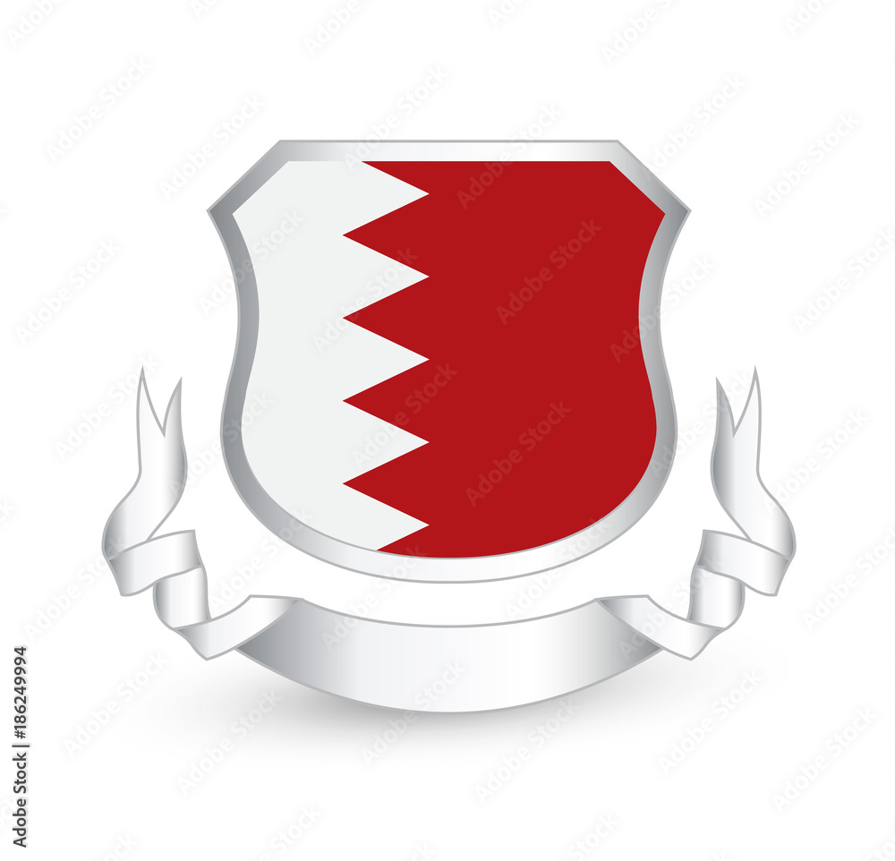 Bahrain flag in shield Stock Vector | Adobe Stock