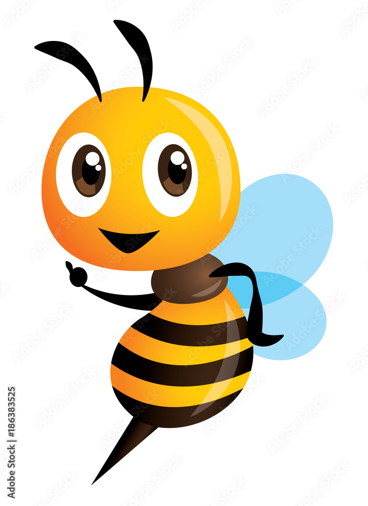 Cartoon cute bee pointing. vector illustration isolated Stock Vector ...