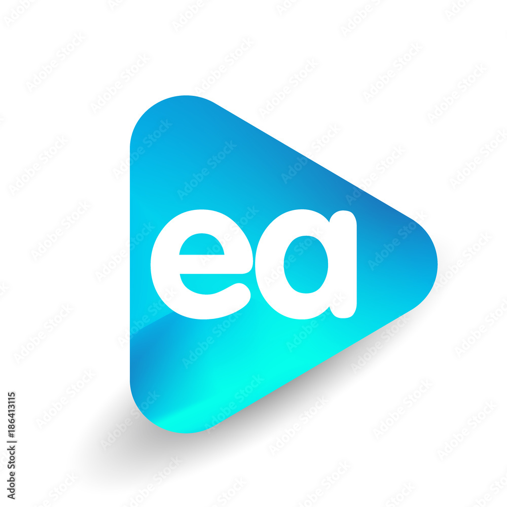 Letter EA logo in triangle shape and colorful background, letter ...