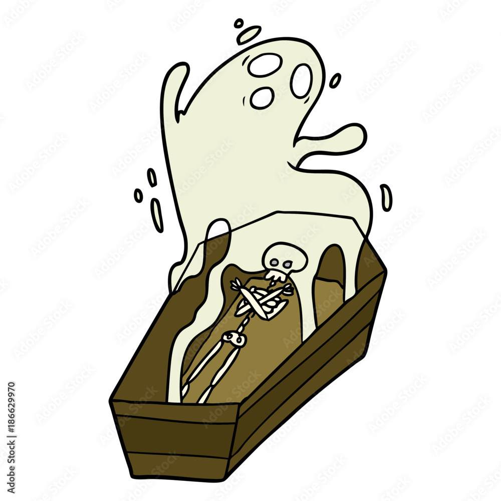 cartoon ghost and coffin Stock Vector | Adobe Stock