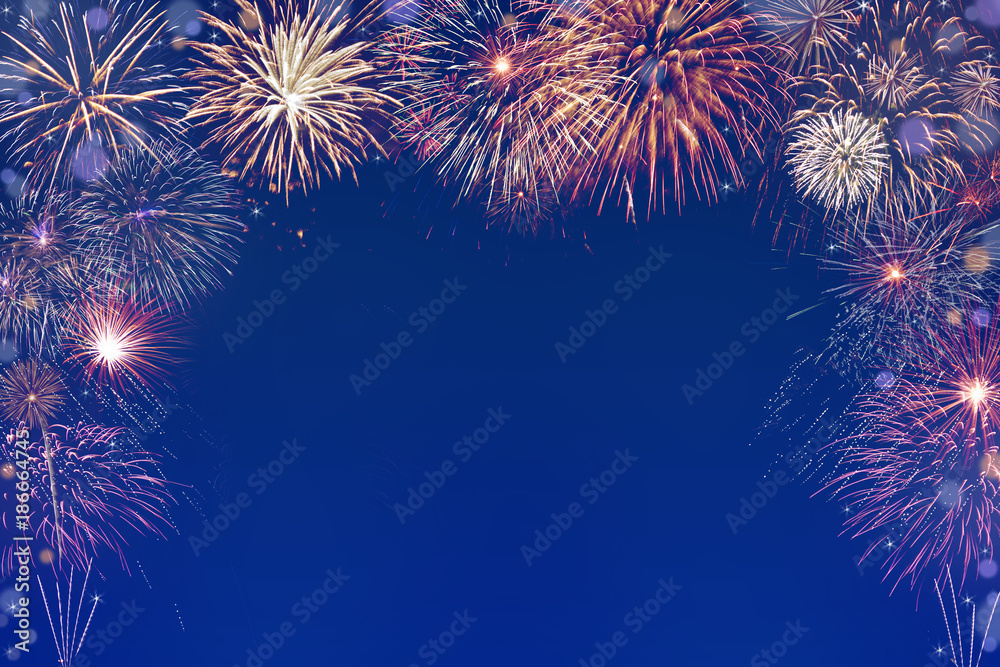 colourful fireworks background with space in the middle Stock Photo ...