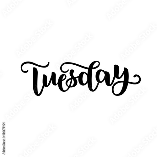 Tuesday. Handwriting font by calligraphy. Vector illustration isolated ...