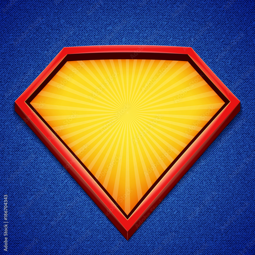 Superhero background. Superhero logo template. Red, yellow frame with ...