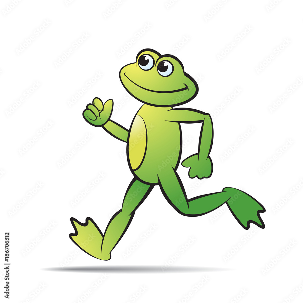 frog cartoon or mascot running happily vector illustration Stock Vector ...