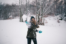 Young Girl Throwing Snowball Free Stock Photo - Public Domain Pictures