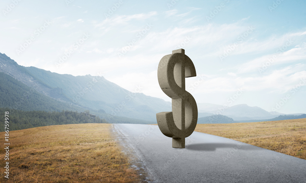 Money making and wealth concept presented by stone dollar symbol on ...