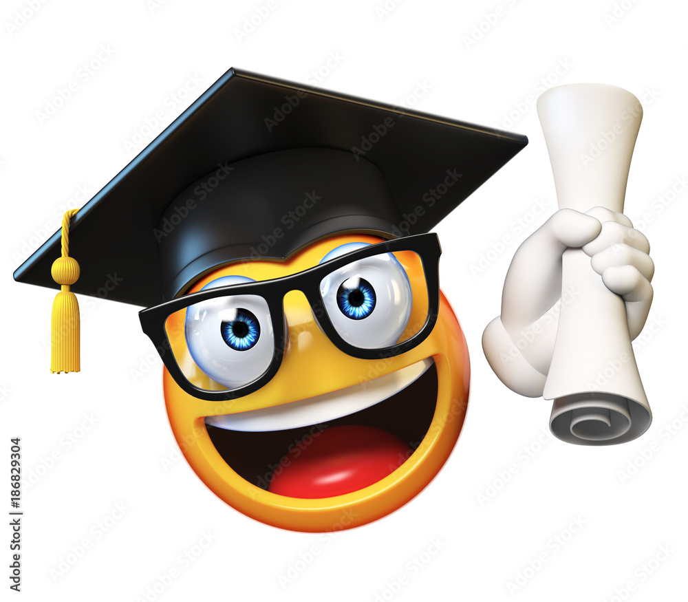 Emoji graduate student isolated on white background,emoticon wearing ...