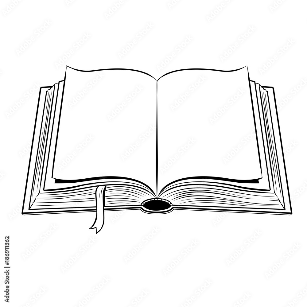 Open book coloring vector illustration Stock Vector | Adobe Stock