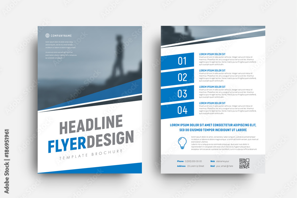 Design of a vector flyer with diagonal lines and a place for a photo ...