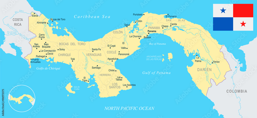 Panama Map - Detailed Vector Illustration Stock Vector | Adobe Stock