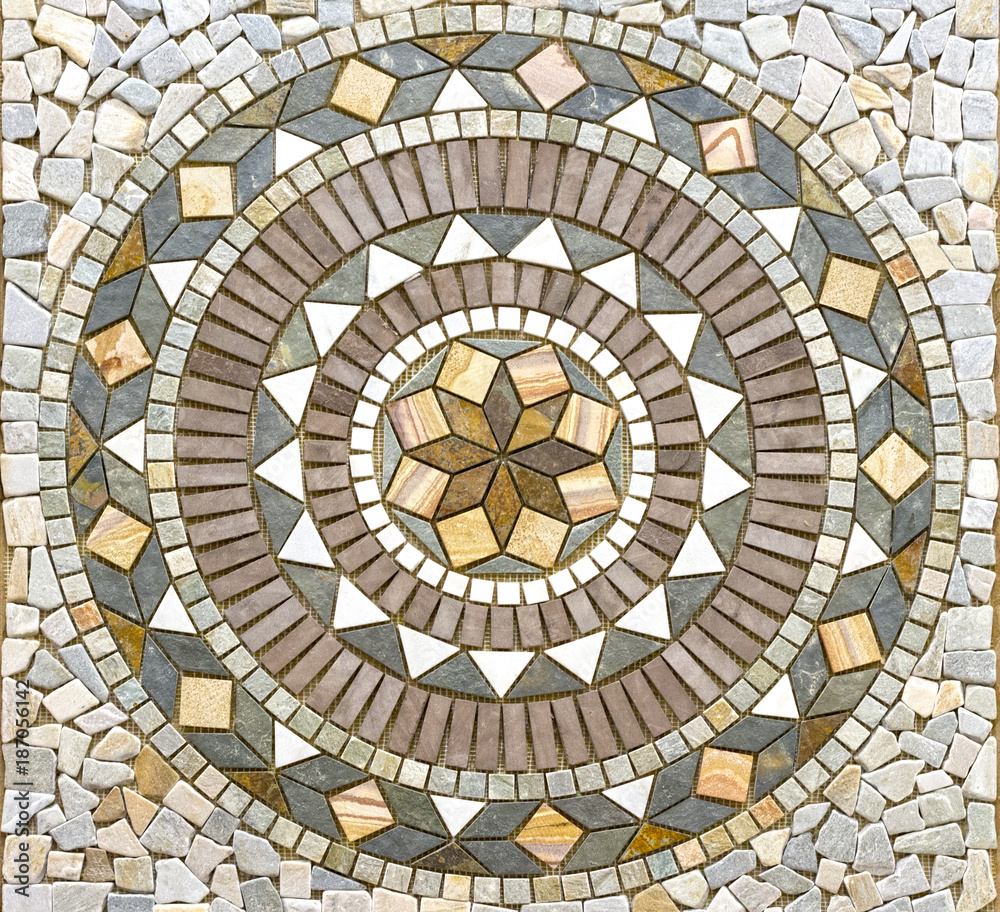 Beautiful circle mosaic tile pattern for entrance hall or hallway ...