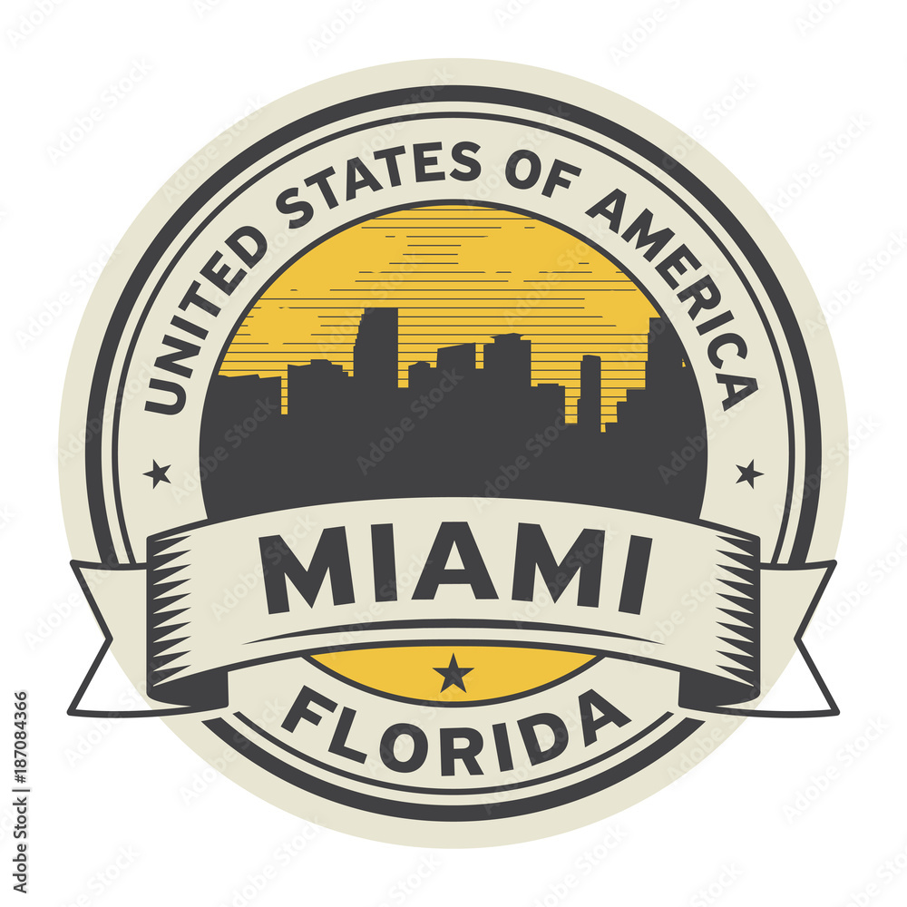 Stamp or label with name of Miami, Florida Stock Vector | Adobe Stock