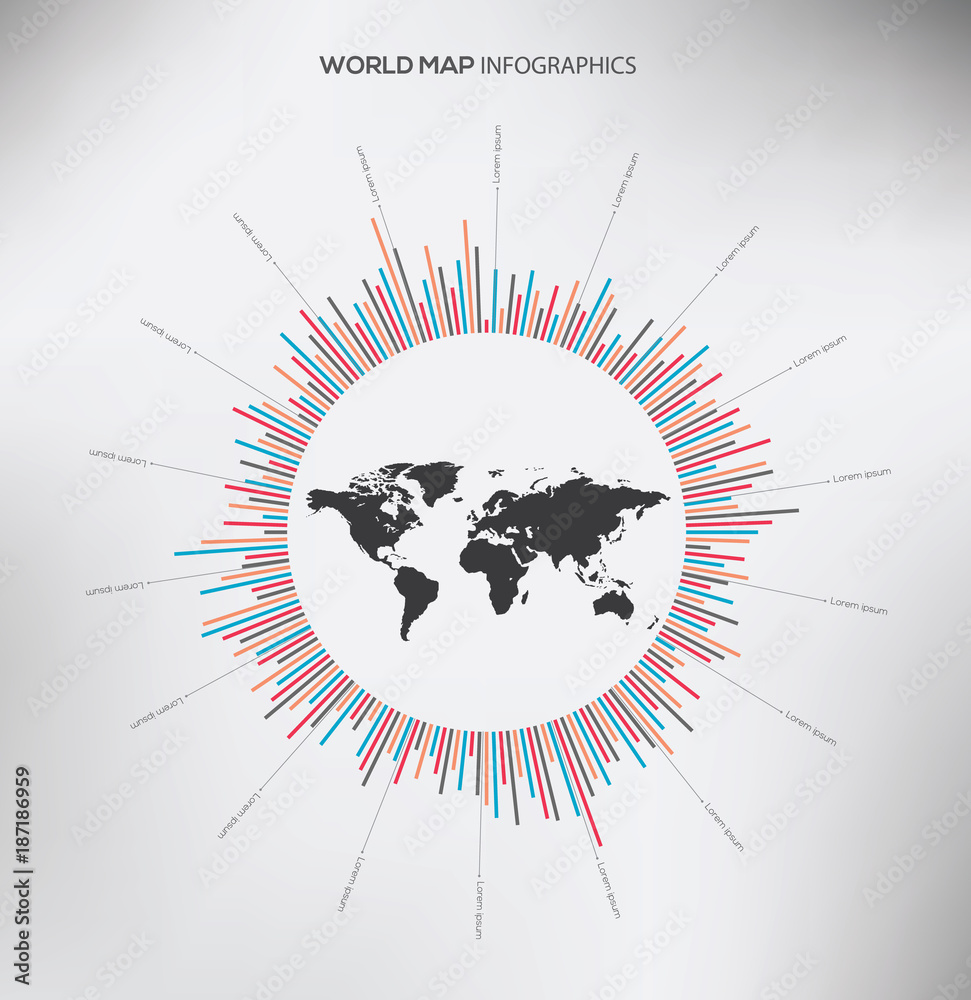 Circle Infographic and World Map. Flat Vector design template Stock Vector | Adobe Stock
