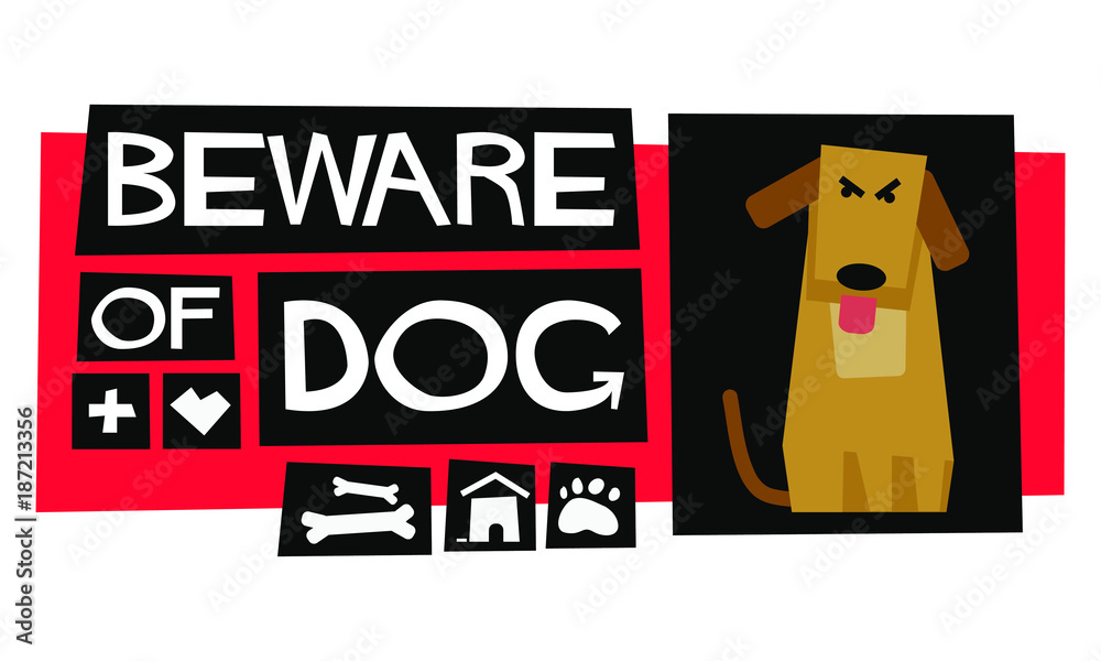 Beware Of Dog Poster Sign Board Design For Door Stock Vector | Adobe Stock