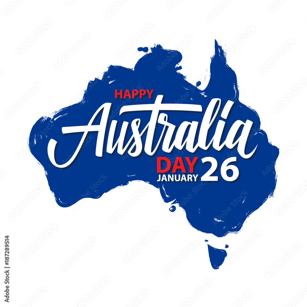Happy Australia Day, january 26 greeting card with hand lettering and ...