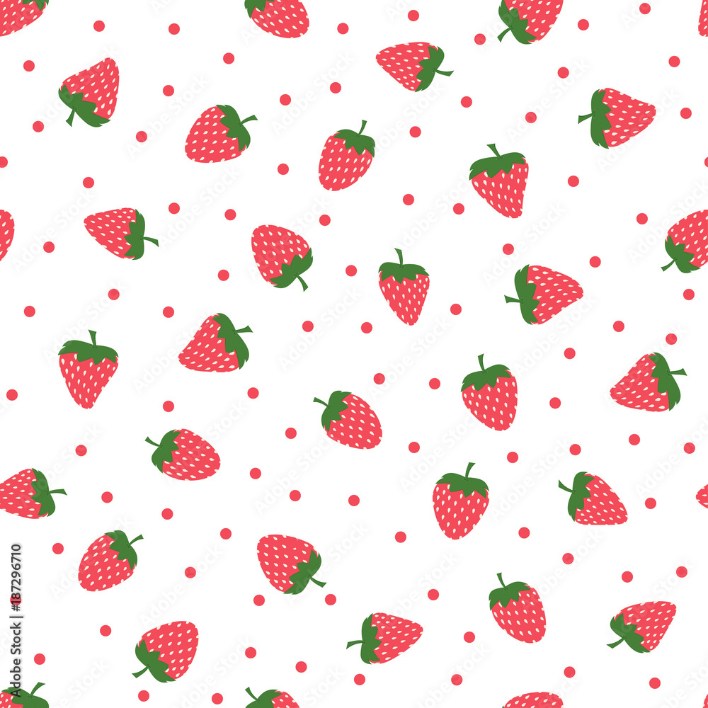 cute background with strawberries Stock Vector | Adobe Stock