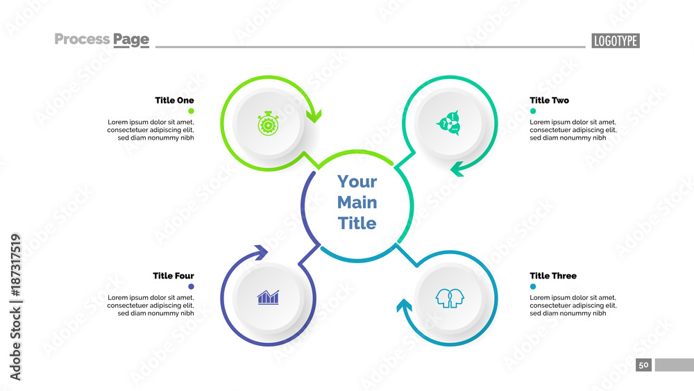 Mindmap with Four Elements Slide Template Stock Vector | Adobe Stock