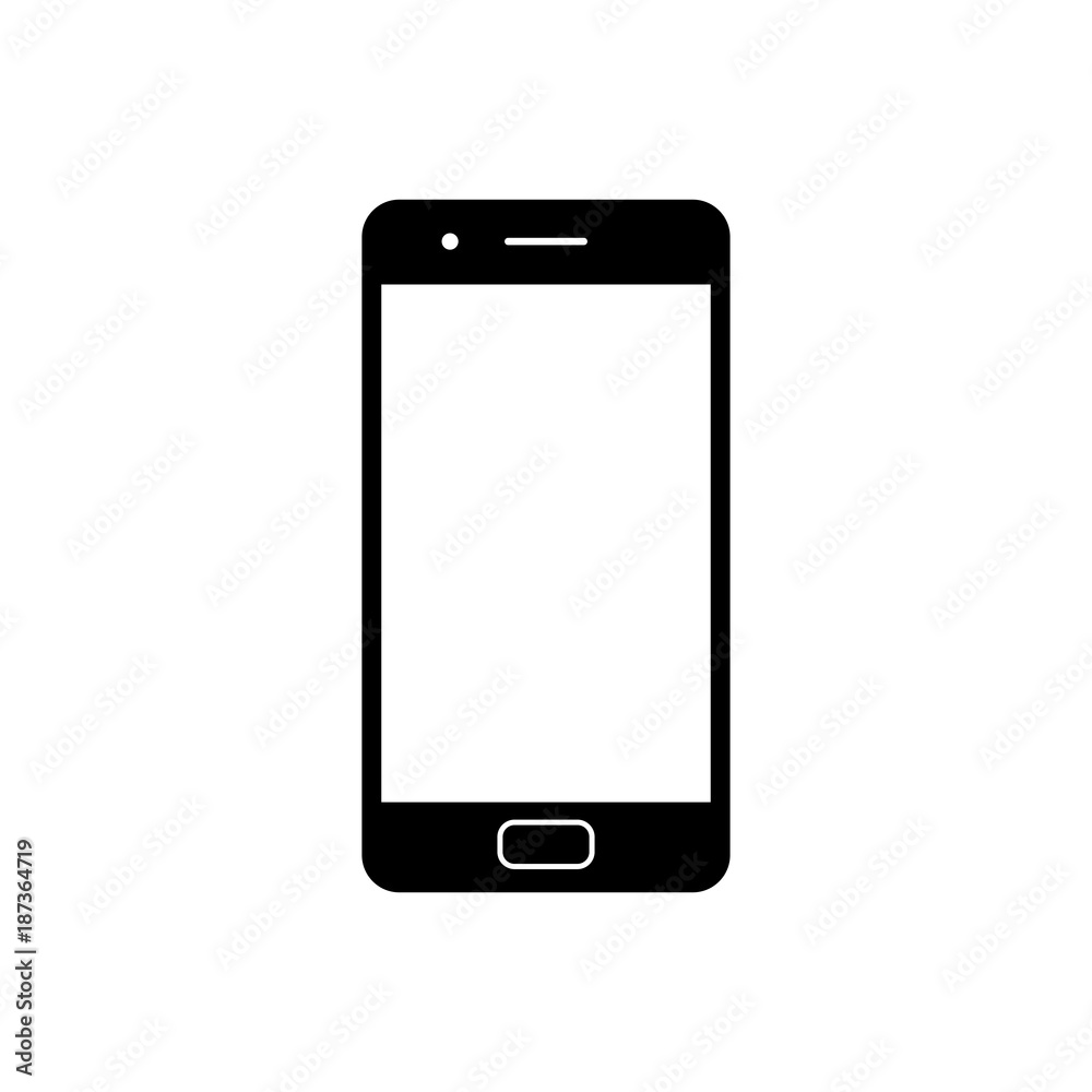 Mobile phone icon. Black, minimalist icon isolated on white background ...