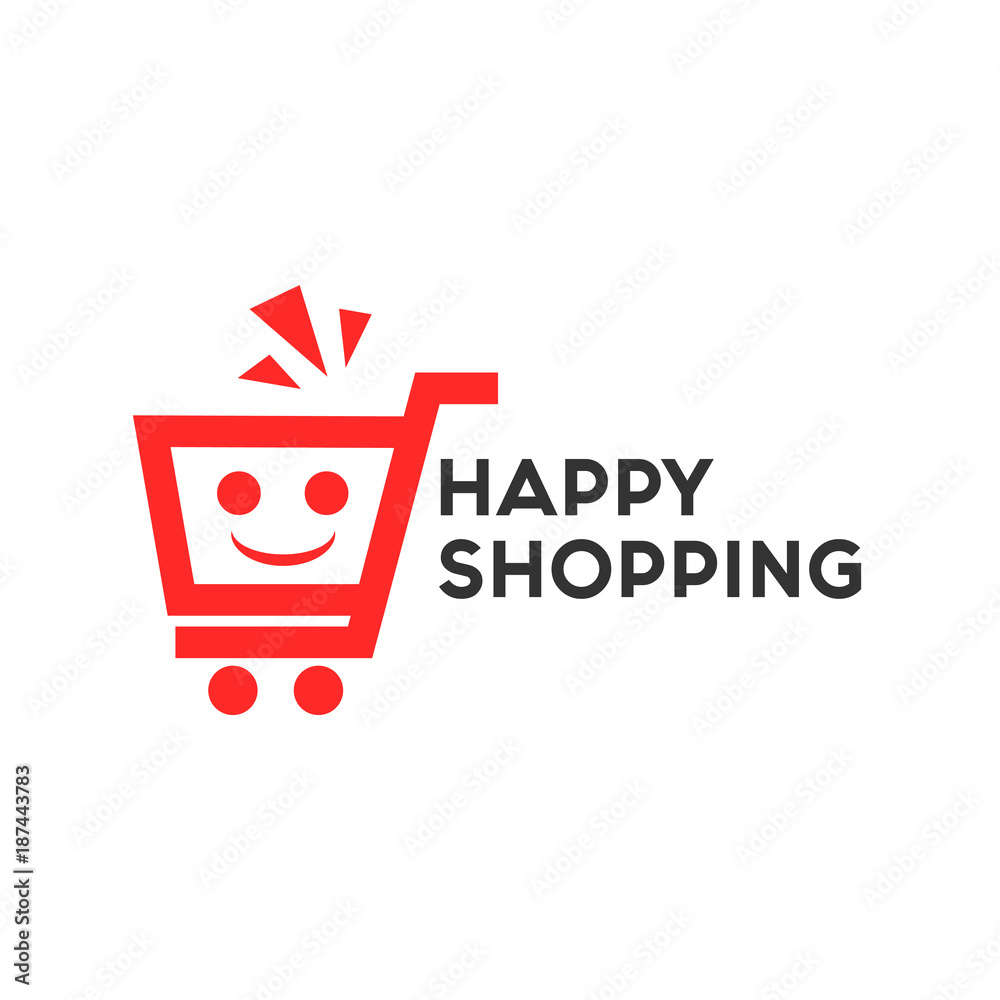 Happy Shopping Logo Vector Template Design Stock Vector | Adobe Stock