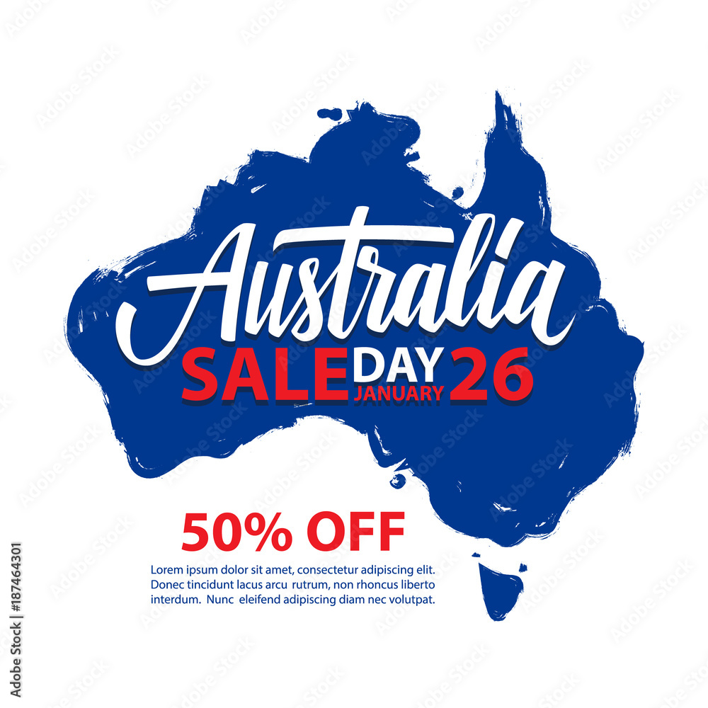 Australia Day Sale, january 26 special offer banner with brush stroke ...