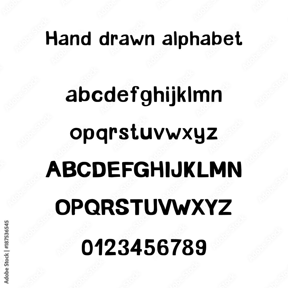 Decorative hand drawn alphabet. Handwritten vector brush font. Modern ...