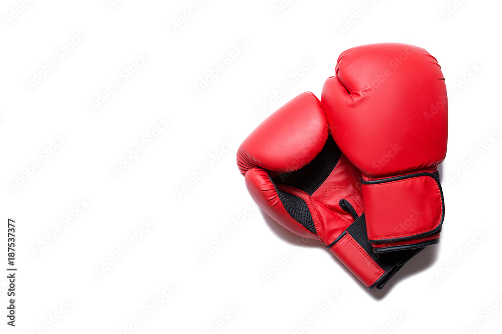 Leather box equipment for fight and training. Pair of boxing gloves ...
