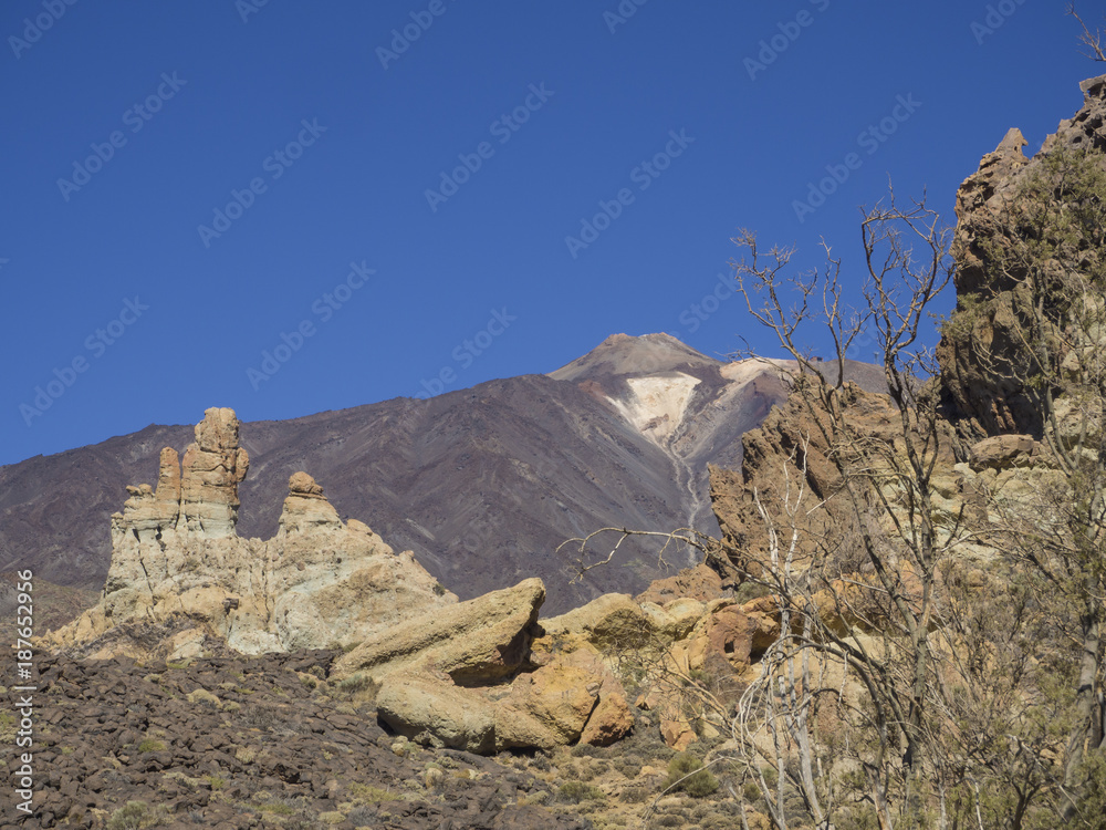 view on colorful volcano pico del teide highest spanish mountain from ...