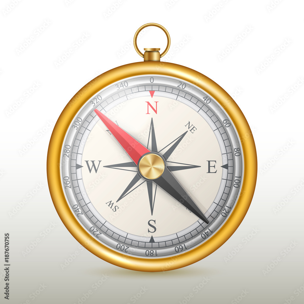 Creative vector illustration of wind rose magnetic compass isolated on ...