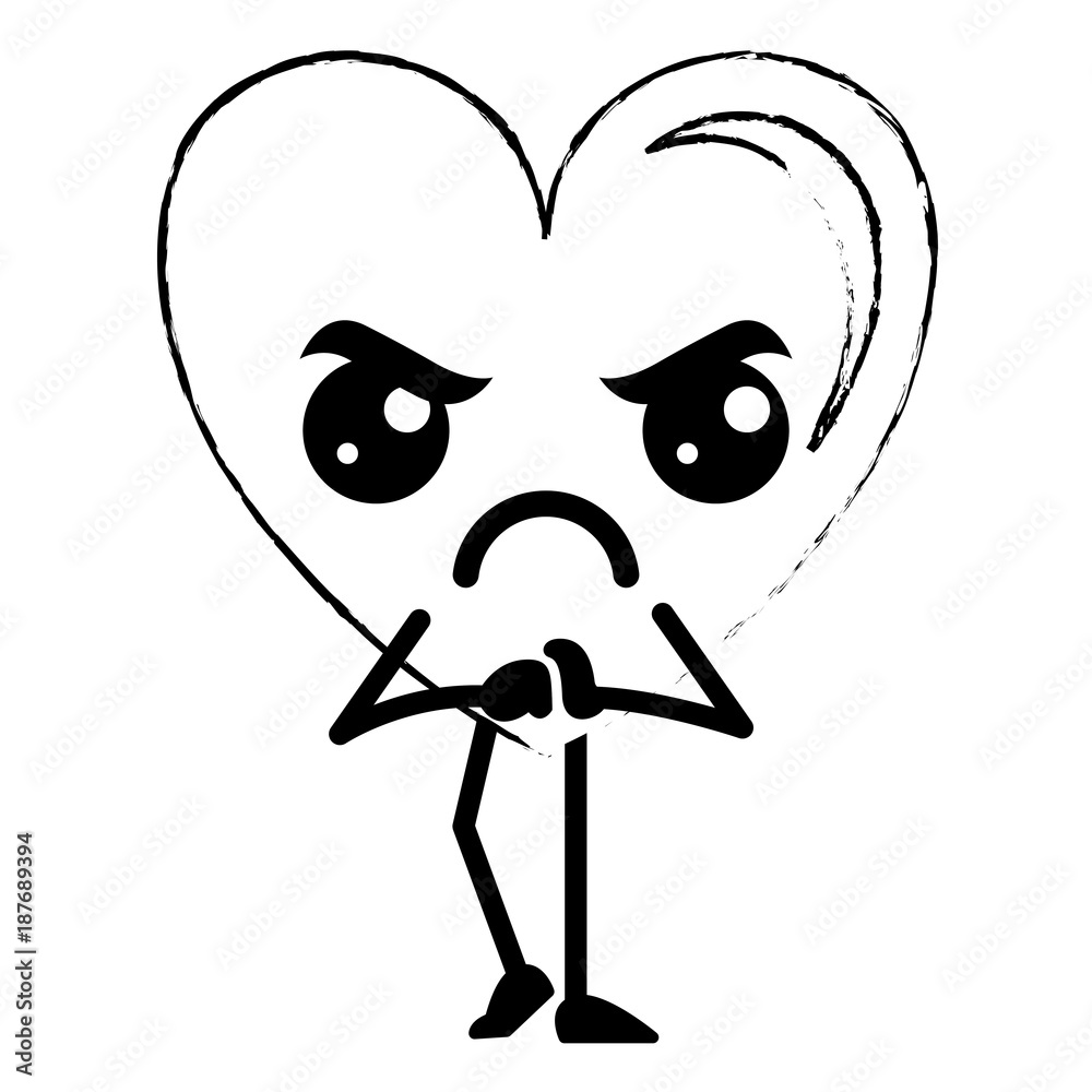 heart love sad kawaii character vector illustration design Stock Vector ...