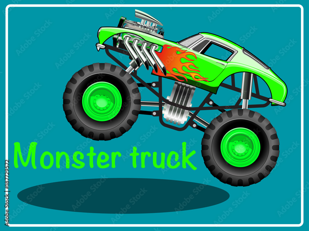 Cartoon Monster Truck. Stock Vector | Adobe Stock