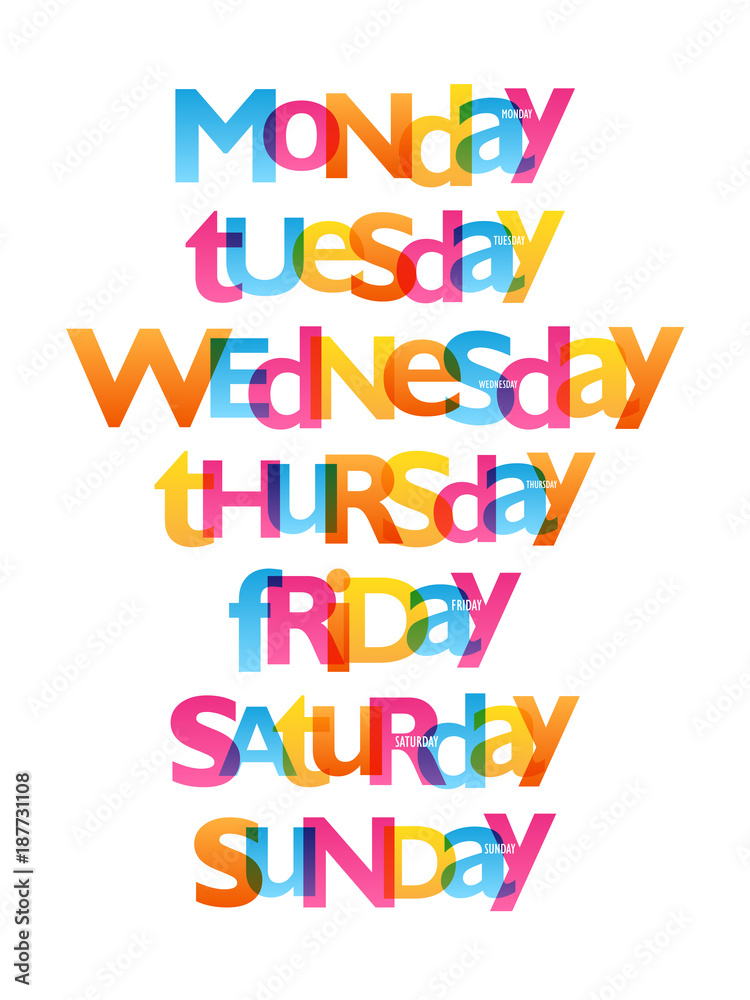 DAYS OF THE WEEK Vector Letter Icons Stock Vector | Adobe Stock