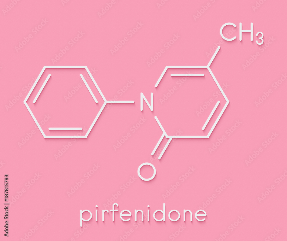 Pirfenidone idiopathic pulmonary fibrosis (IPF) drug molecule. IPF is a ...