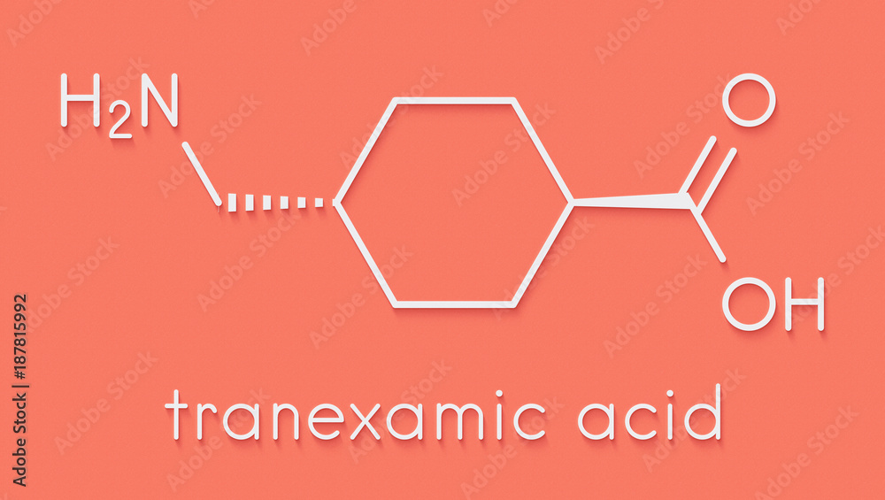 Tranexamic acid antifibrinolytic drug molecule. Prevents excessive ...
