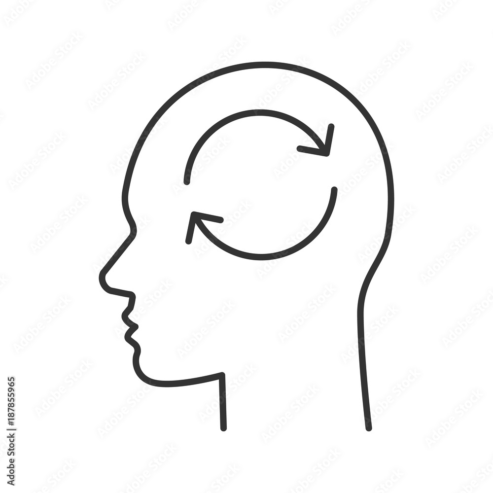 Human head with refresh sign inside linear icon Stock Vector | Adobe Stock