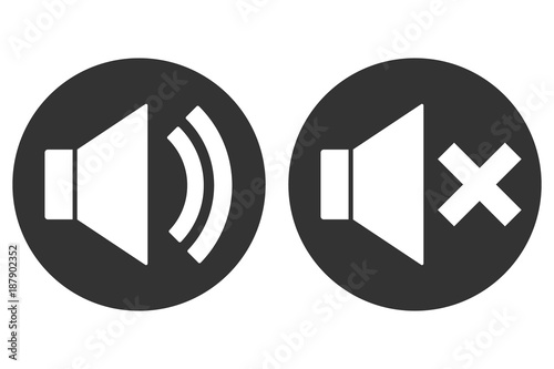 SOUND ON OFF sign. Loudspeaker icon in circle. Vector. Stock Vector ...