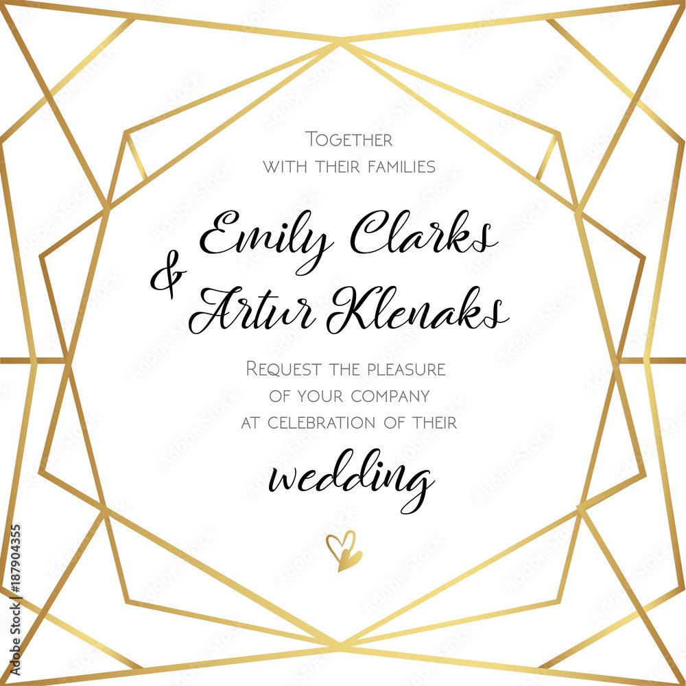 เวกเตอร์ Stock Wedding Invitation, invite card design with Geometrical ...