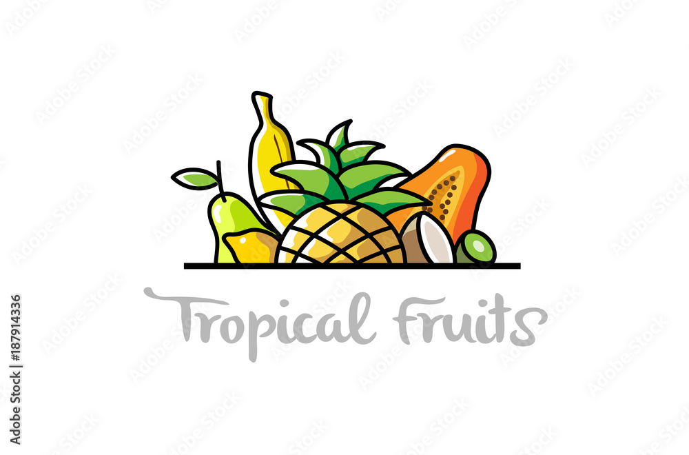 Tropical Fruits Logo Design Symbol Illustration Stock Vector | Adobe Stock