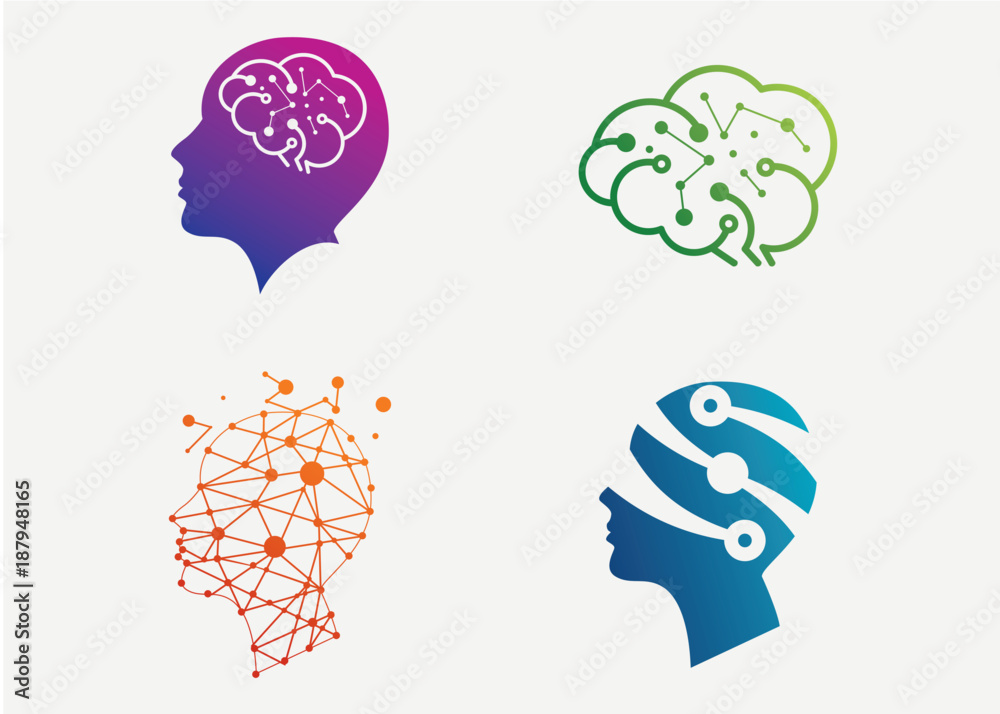 Brain People Logo Set Template Design Vector, Emblem, Design Concept ...