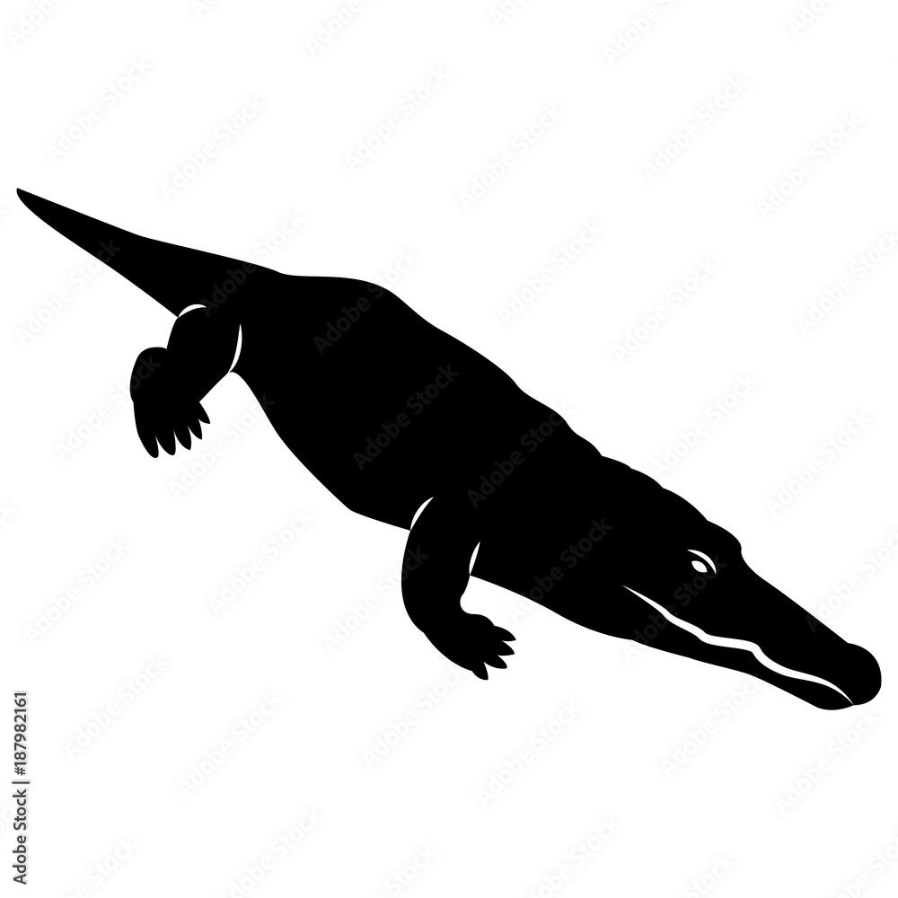 Vector image of a crocodile silhouette on a white background Stock ...