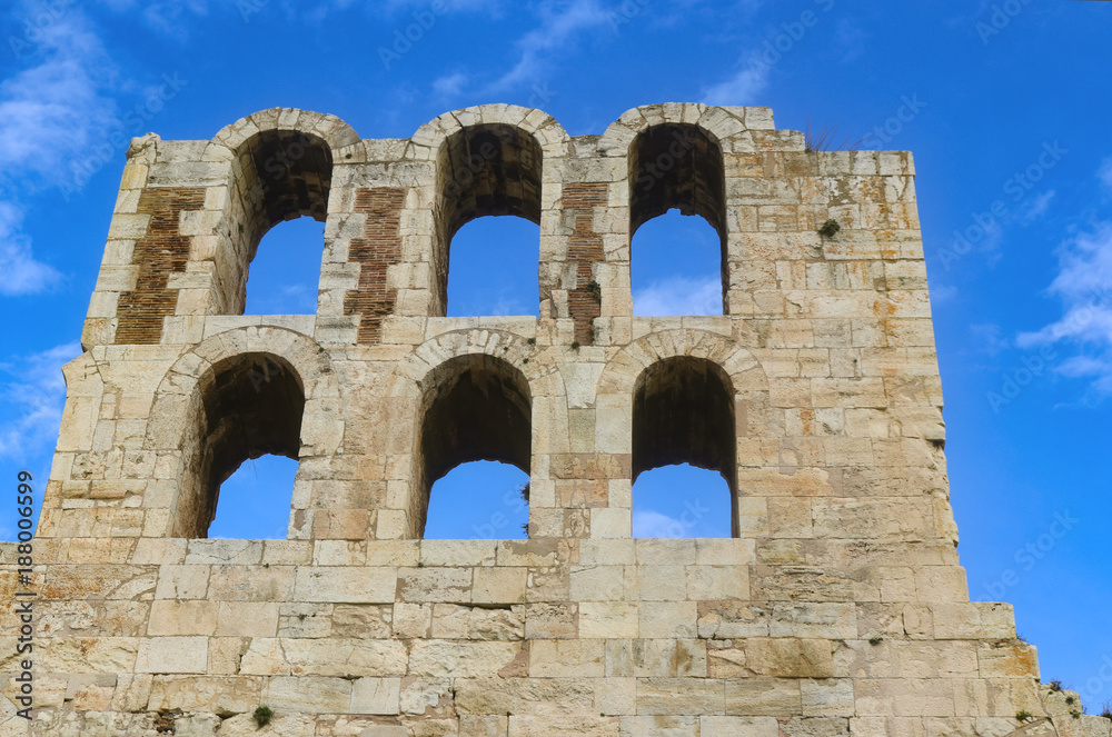 Ancient arches of the Roman theater on the Acropolis in Athens Greece ...