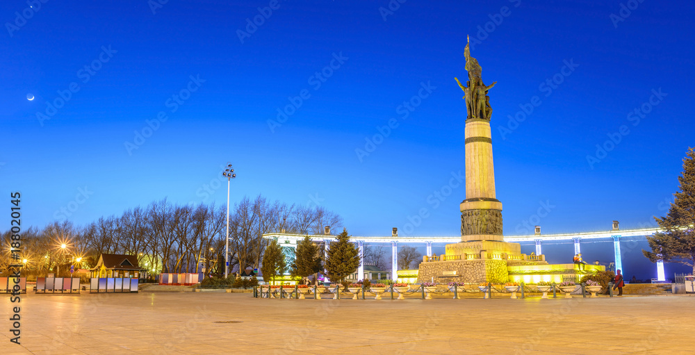 Harbin People Flood Control Success Memorial Tower Square at night ...