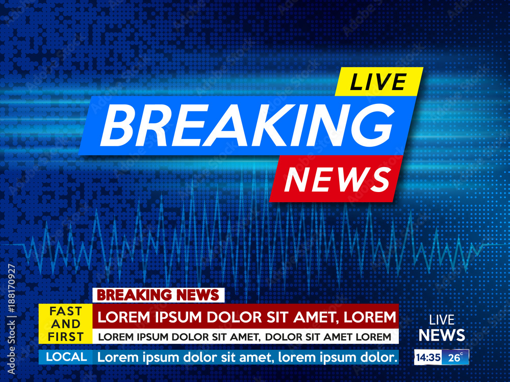 Background screen saver on breaking news. Breaking news live on blue ...