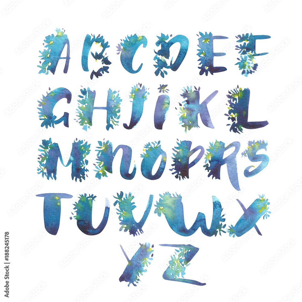 Watercolor Alphabet. Exclusive Custom Characters. Hand Lettering and ...