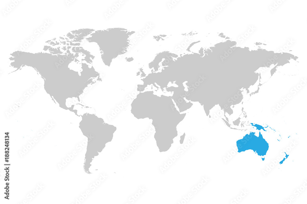 Stock-Vektorgrafik „Australia continent blue marked in grey silhouette ...