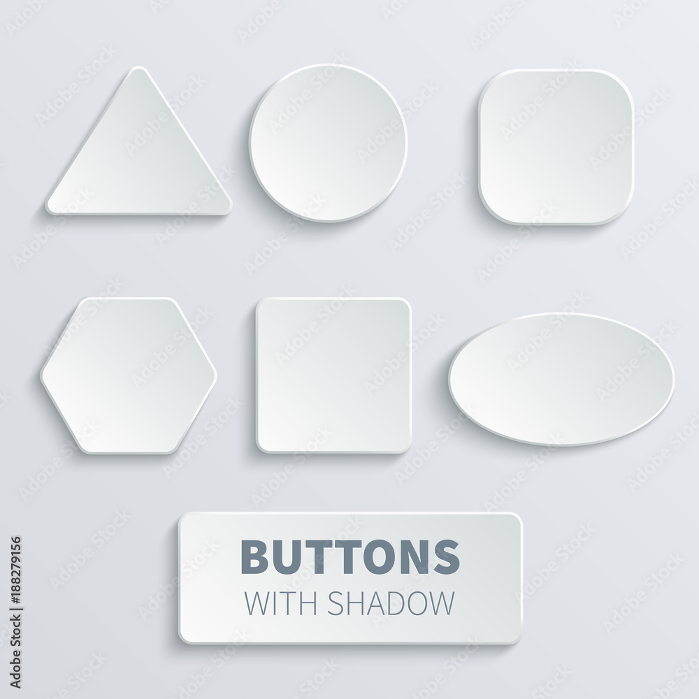White 3d blank square and rounded button vector set Stock Vector ...